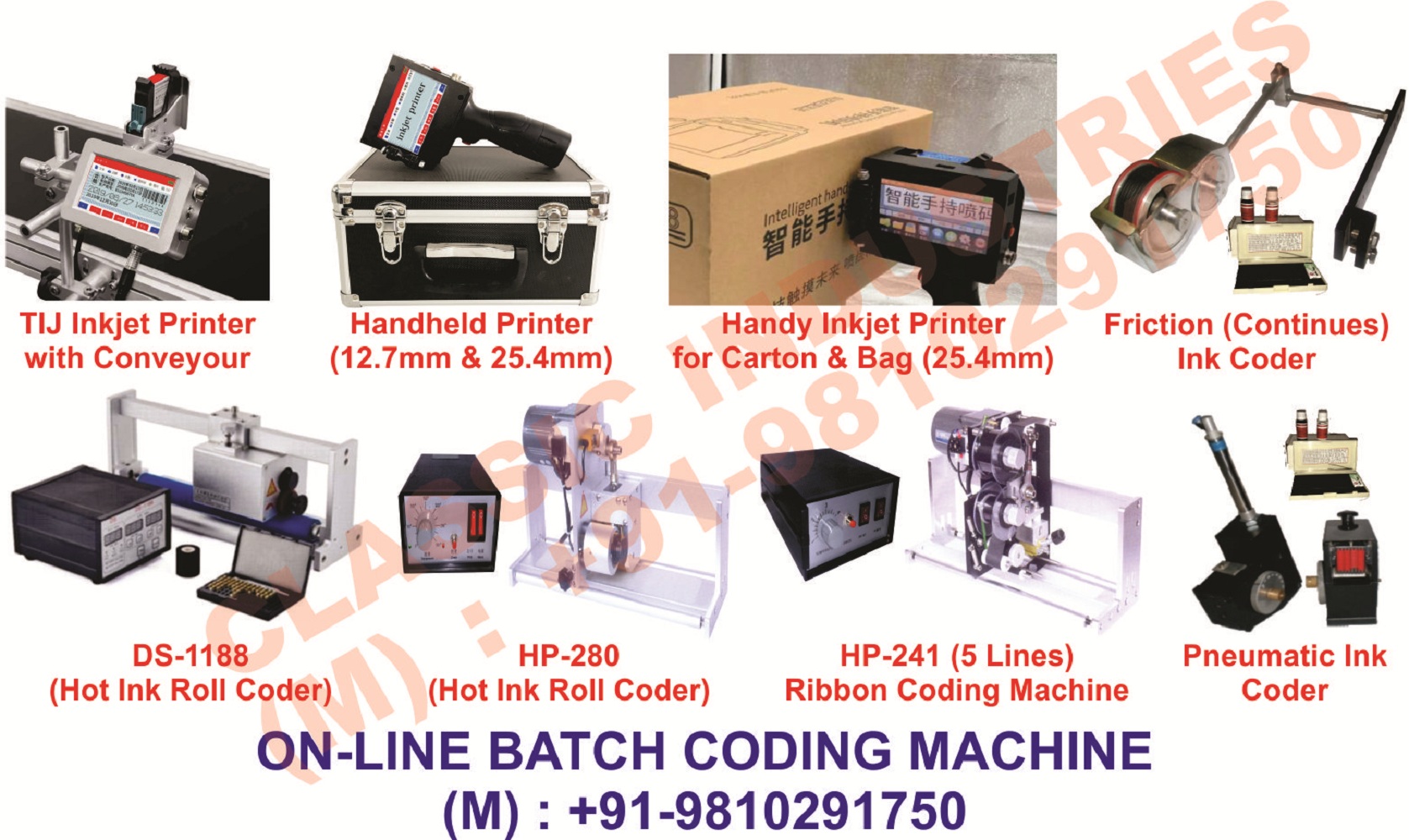 Hot Ink Roll Coding Machine Hp 280 Classic Industries 